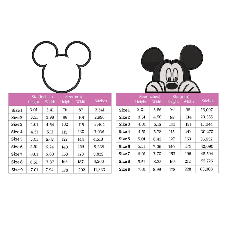 Mickey and Minnie Mouse Embroidery Design: Cartoon Pattern (9 Sizes ...