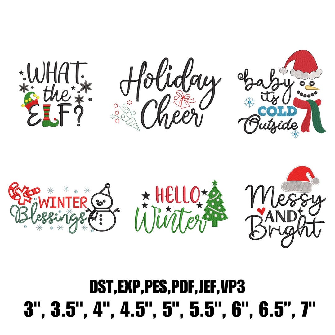 Christmas Embroidery Designs | Winter Holiday Bundle (instant Download ...
