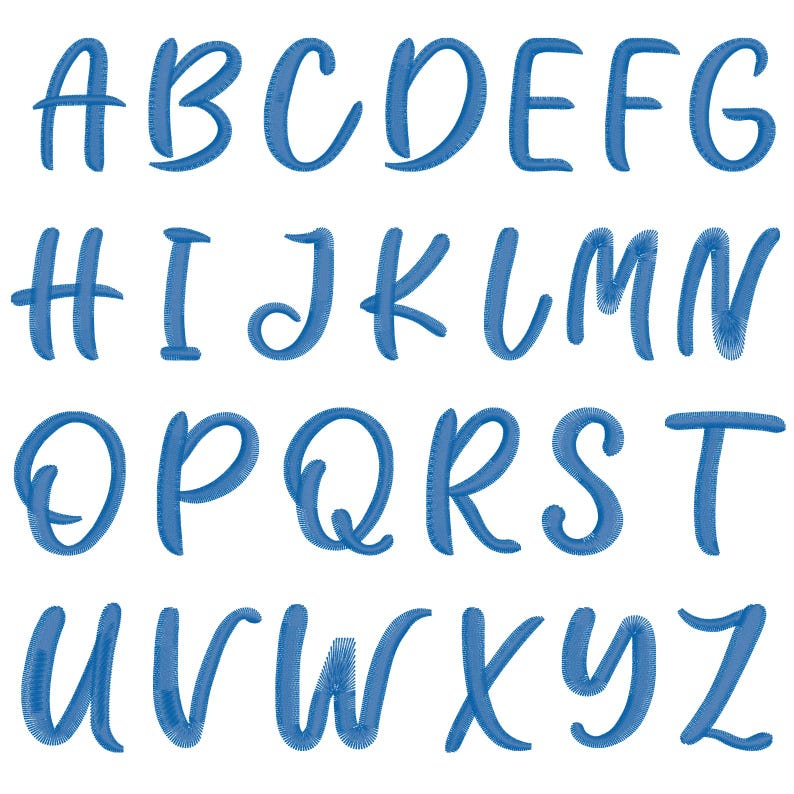 Cursive Machine Embroidery Font: Satin Stitch Script, 6 Sizes (instant ...