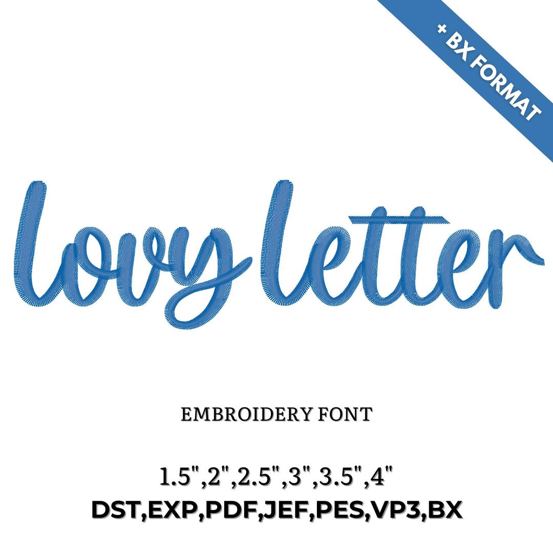 Cursive Machine Embroidery Font: Satin Stitch Script, 6 Sizes (instant ...