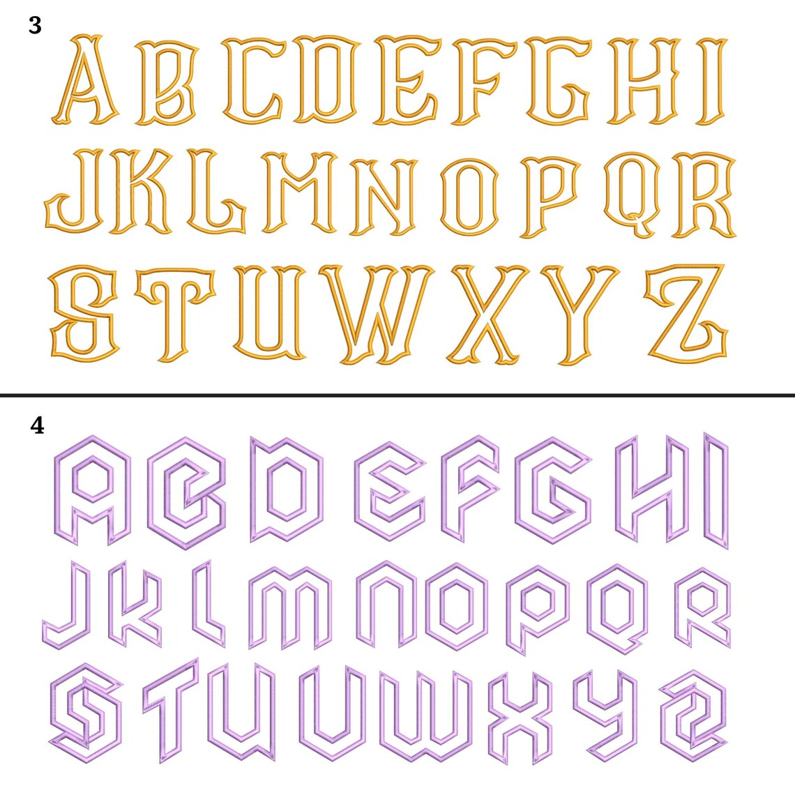 Applique Embroidery Font, 10 Alphabet Bundle (bx, Pes, Jef, Vp3, Dst ...