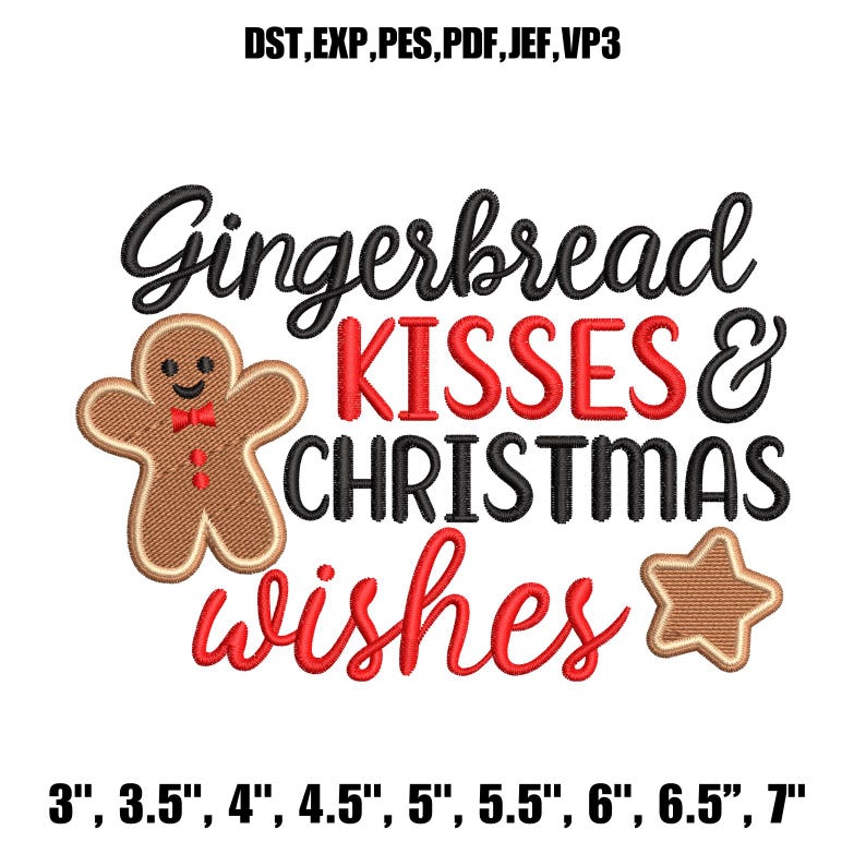 Gingerbread Christmas Embroidery Designs | Kisses & Wishes | Calories ...