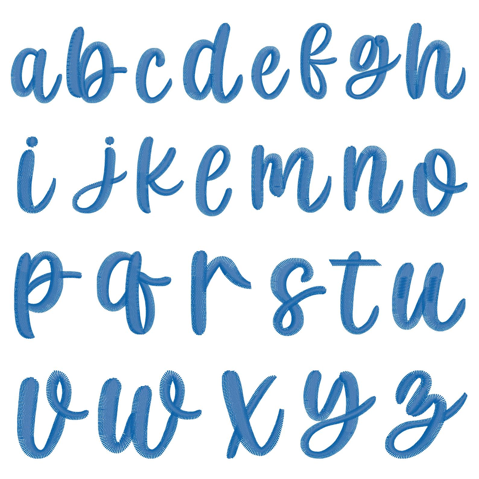 Cursive Machine Embroidery Font: Satin Stitch Script, 6 Sizes (instant ...