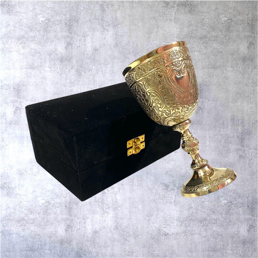 Custom Engraved Brass Chalice - Personalized Wine Goblet With Box ...