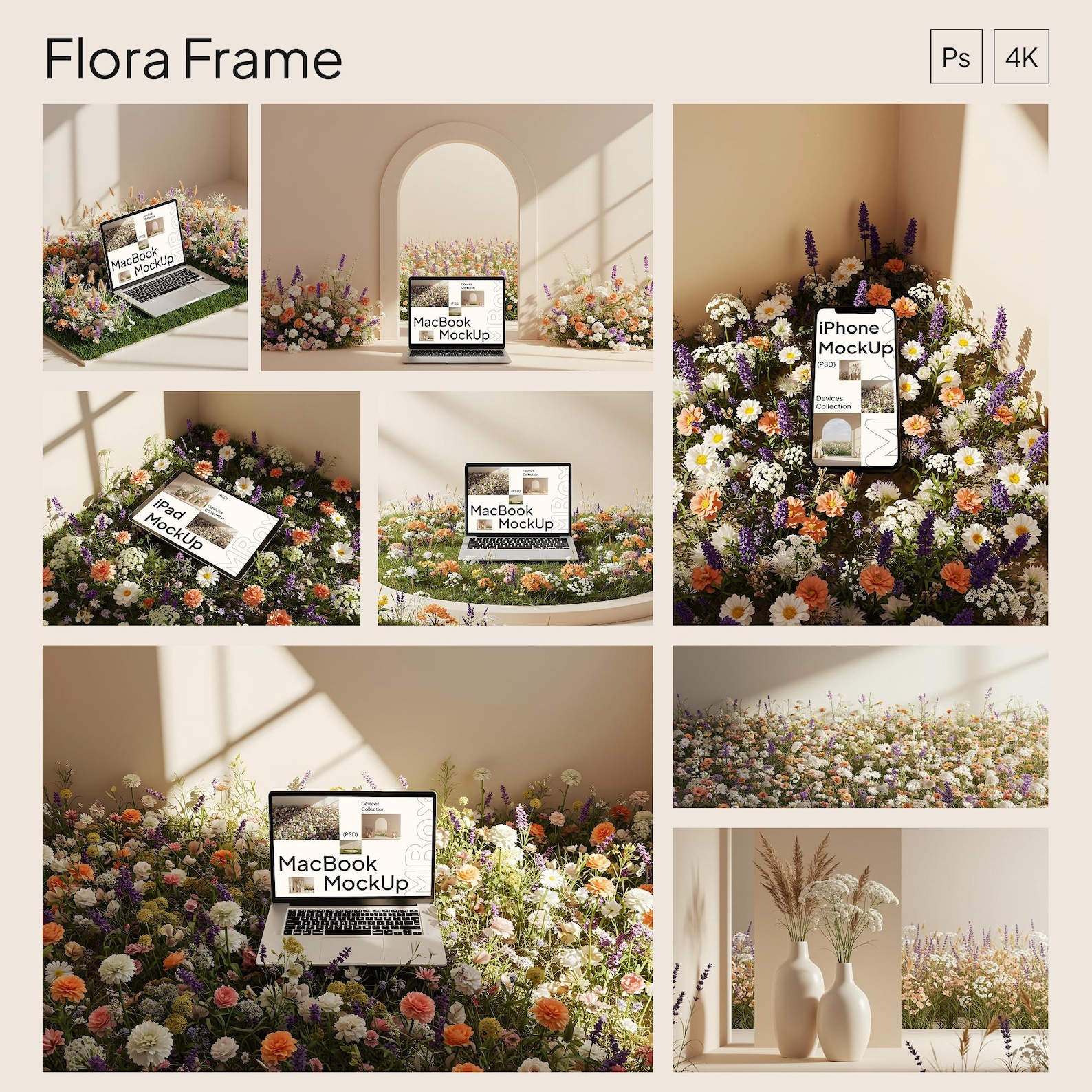 Flora Frame Device Mockups - Etsy