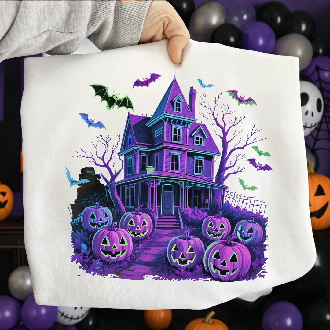 Neon Haunted House Png,halloween PNG Design,neon Halloween Png,jack O ...