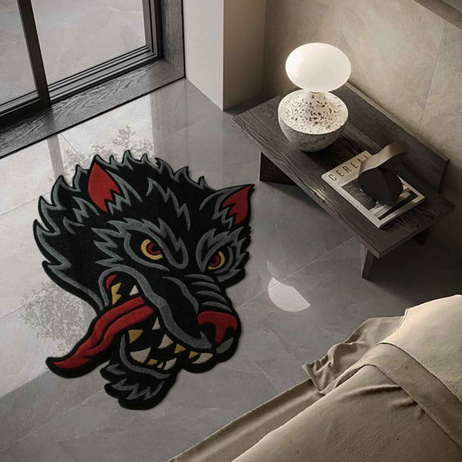 Hand Tufted Wolf Head Rug – Tattoo Style Carpet, Custom Sizes - Etsy