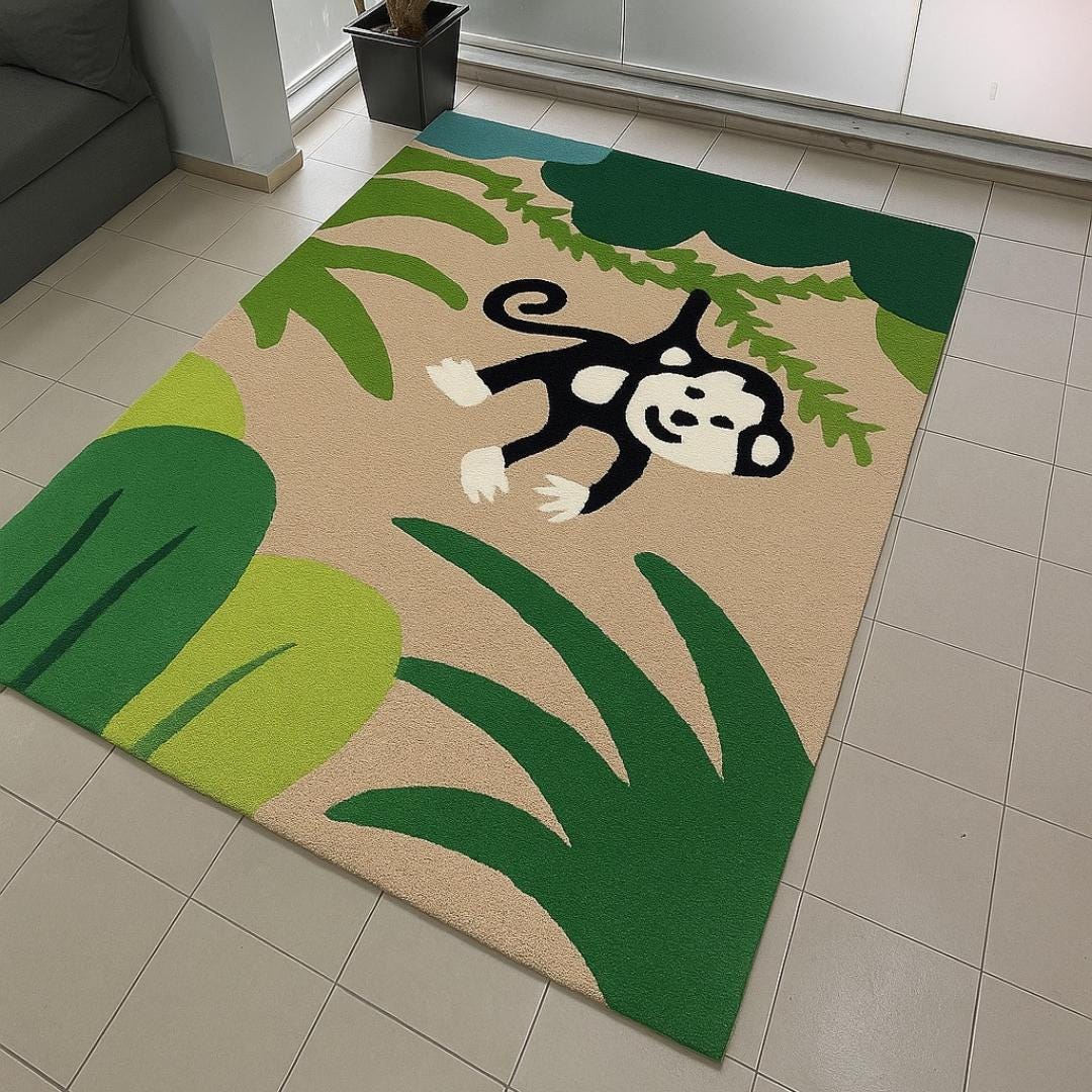 Jungle Monkey Playful Green Jungle Area Nursery Rug - Etsy