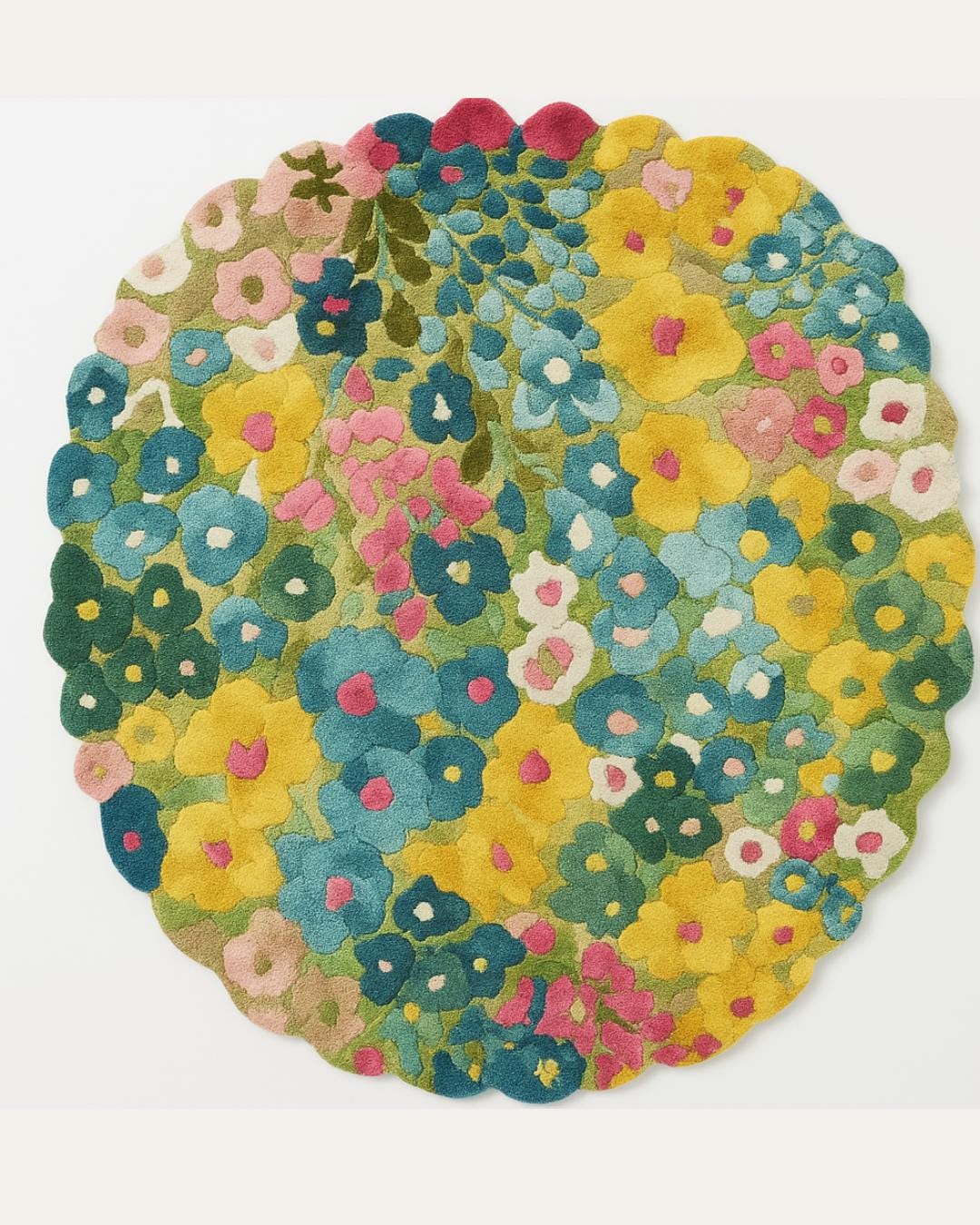 Handmade Floral Wool Rug – Round Cottagecore Botanical Carpet (5x5) - Etsy