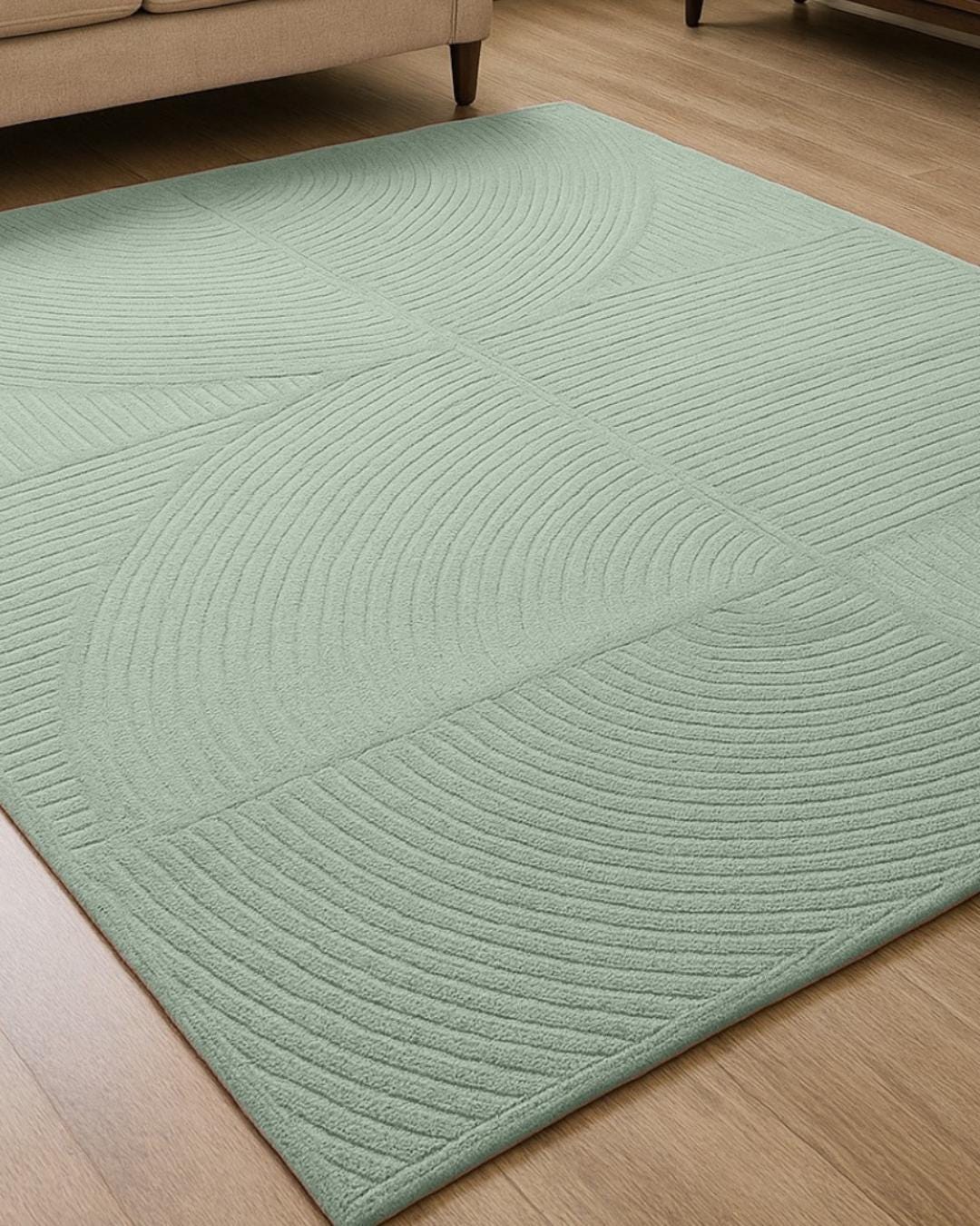 Hand Tufted Sage Green Wool Rug – Modern Geometric Area Rug - Etsy