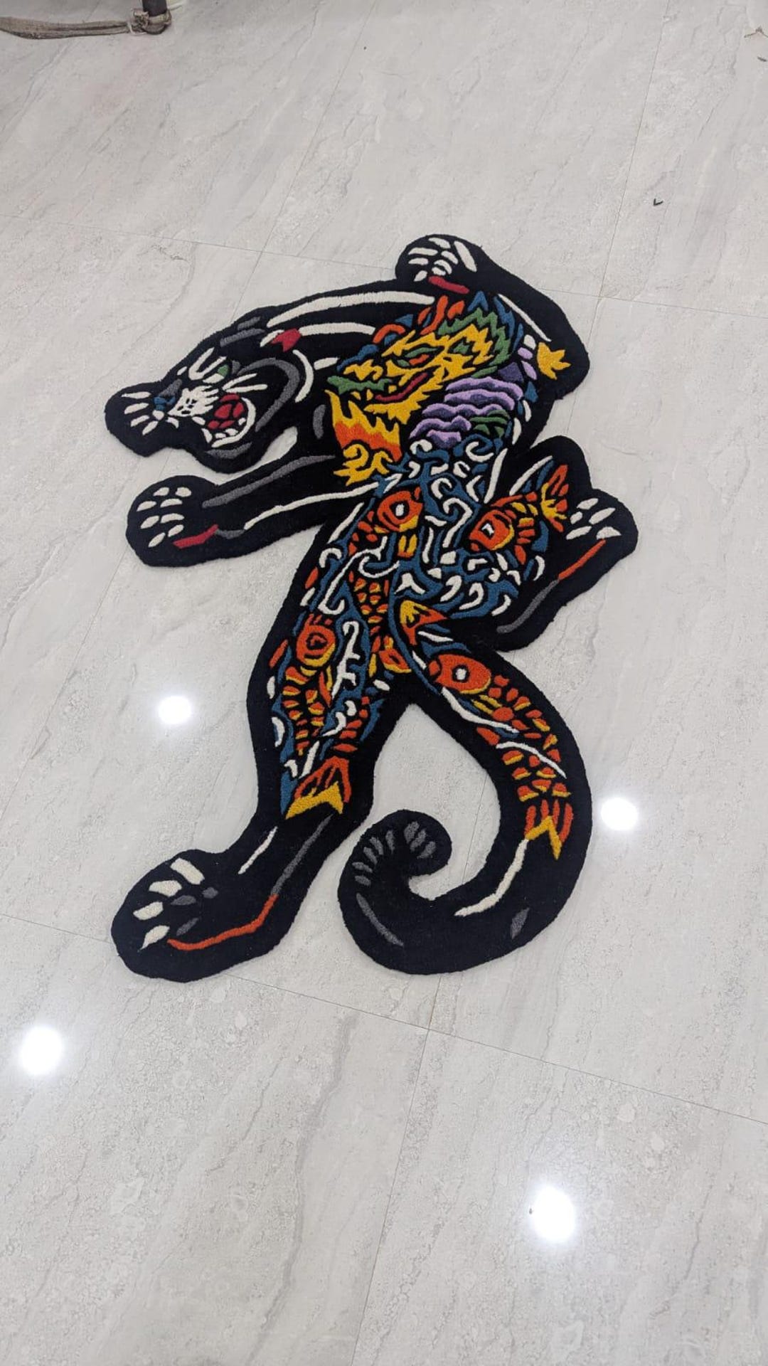Handmade Wool Panther Rug – Japanese Koi Fish Tattoo Art - Etsy