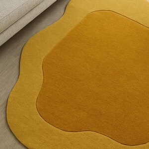Handmade Mustard Yellow Wool Rug – Modern Organic Shape - Etsy