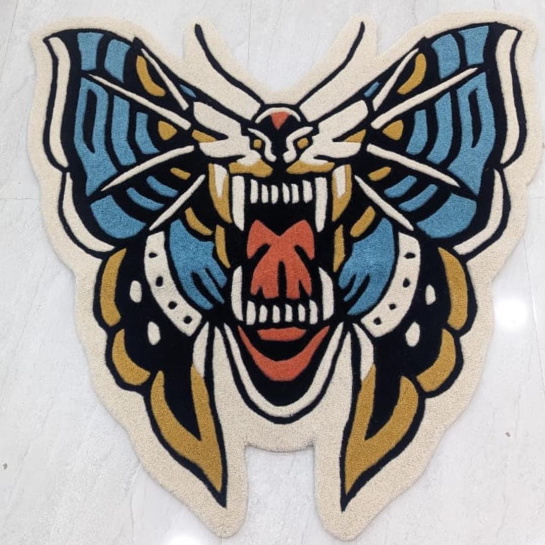 Death Moth Rug, Traditional Tattoo Art Carpet, Surreal Butterfly Rug - Etsy