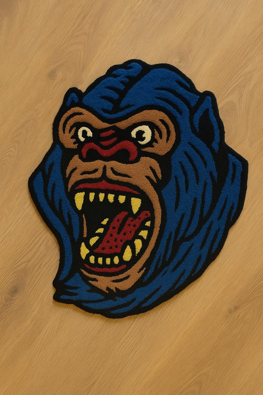 Gorilla Rug, Tattoo Flash Tufted Rug, Ape Head Area Rug, Hand-tufted ...