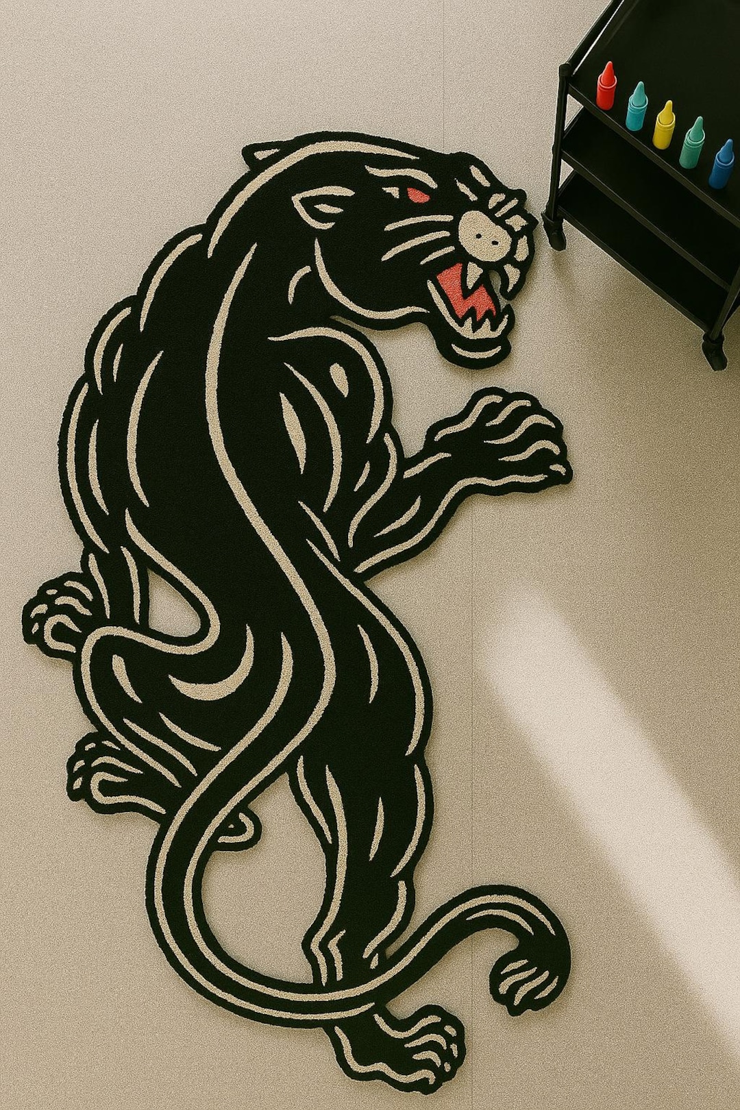 Panther Tattoo Rug: Hand-tufted Animal Carpet for Tattoo Studio, Living ...