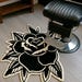 Blackwork Rose Tattoo Rug: Hand Tufted Floral Carpet for Tattoo Studio ...