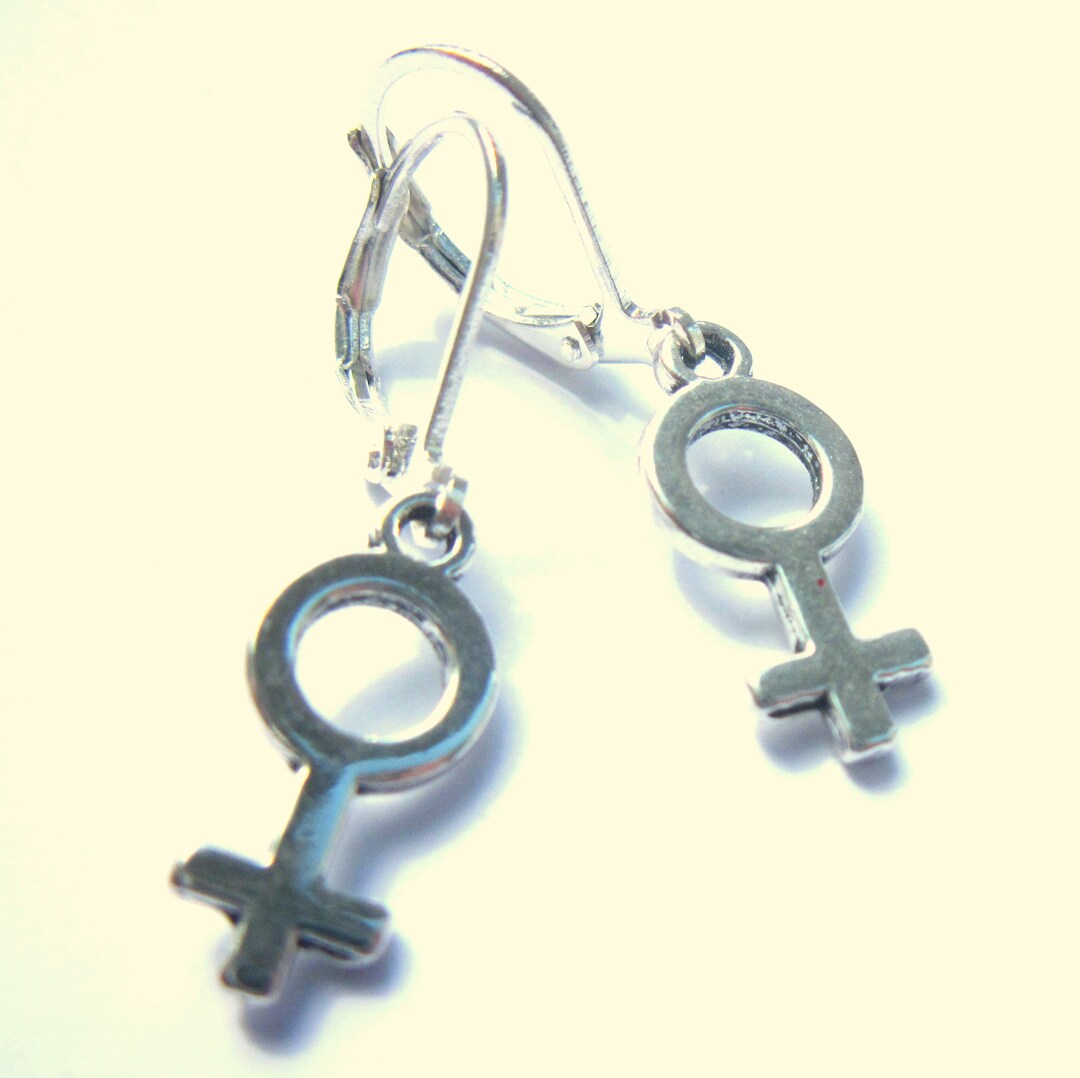 Female Symbol Earrings Leverback Silver Plated Nickel and Lead Safe ...