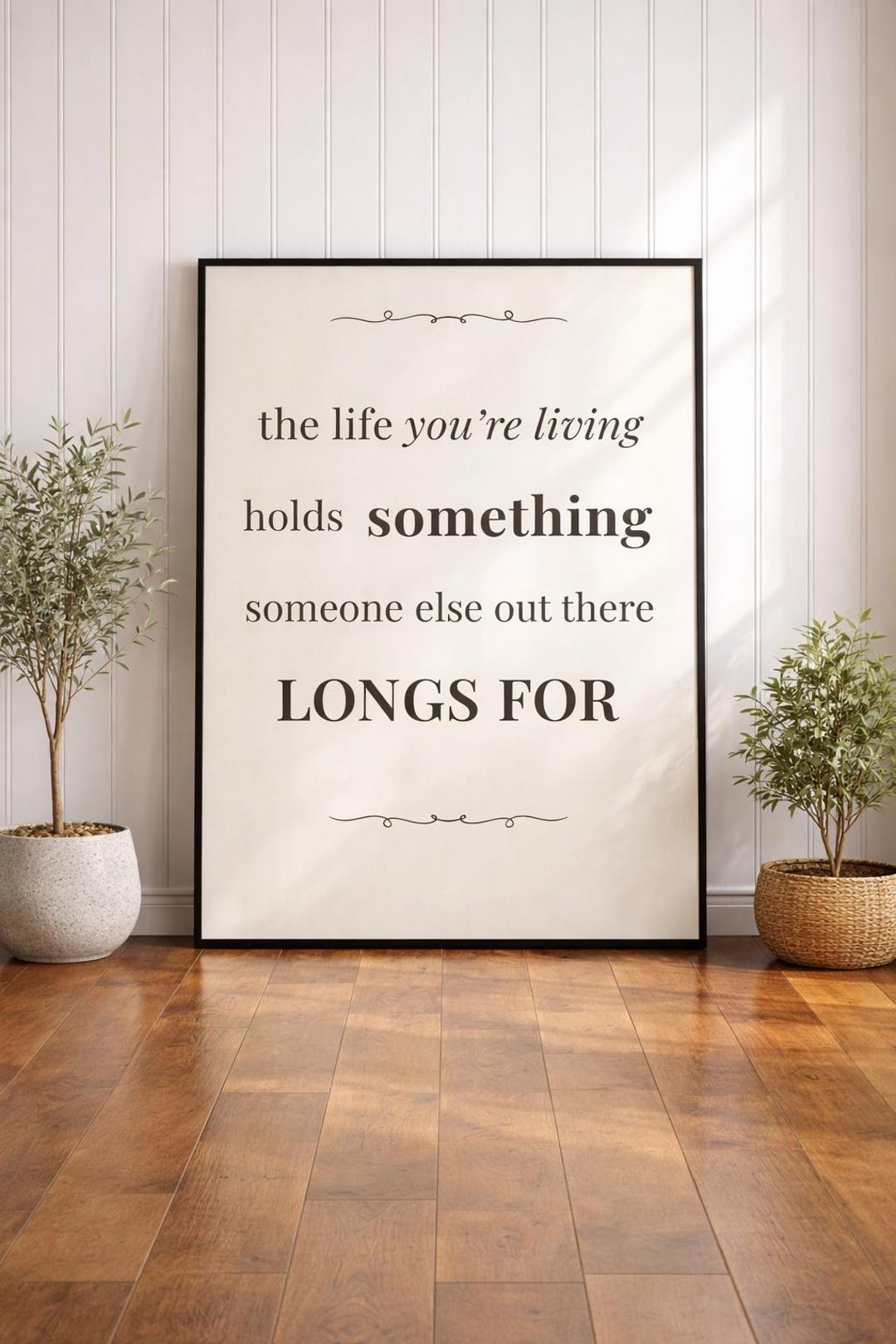 Inspirational Poster Quote | Living With Gratitude | Neutral Home Decor ...