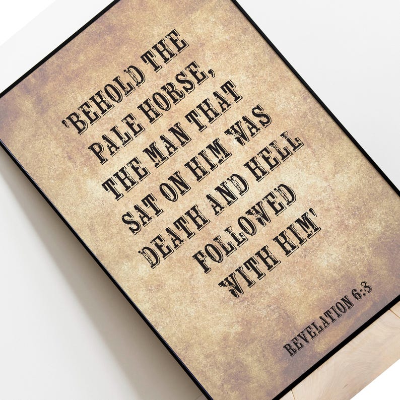 Revelation 6:8 Pale Horse Poster | Death and Hell Art Print - Etsy