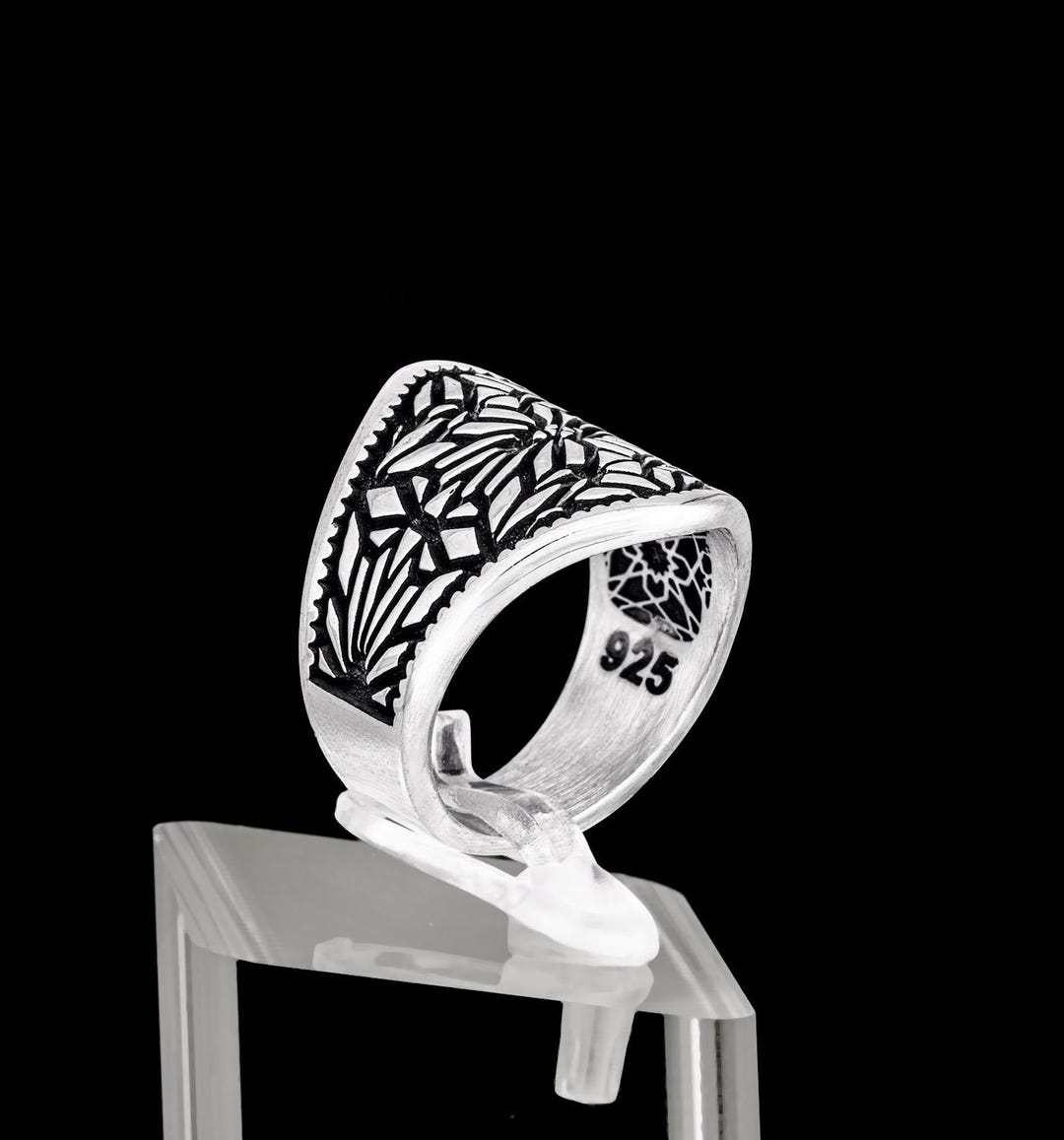 Cut-out Silver Ring – Vintage Geometric Design - Etsy