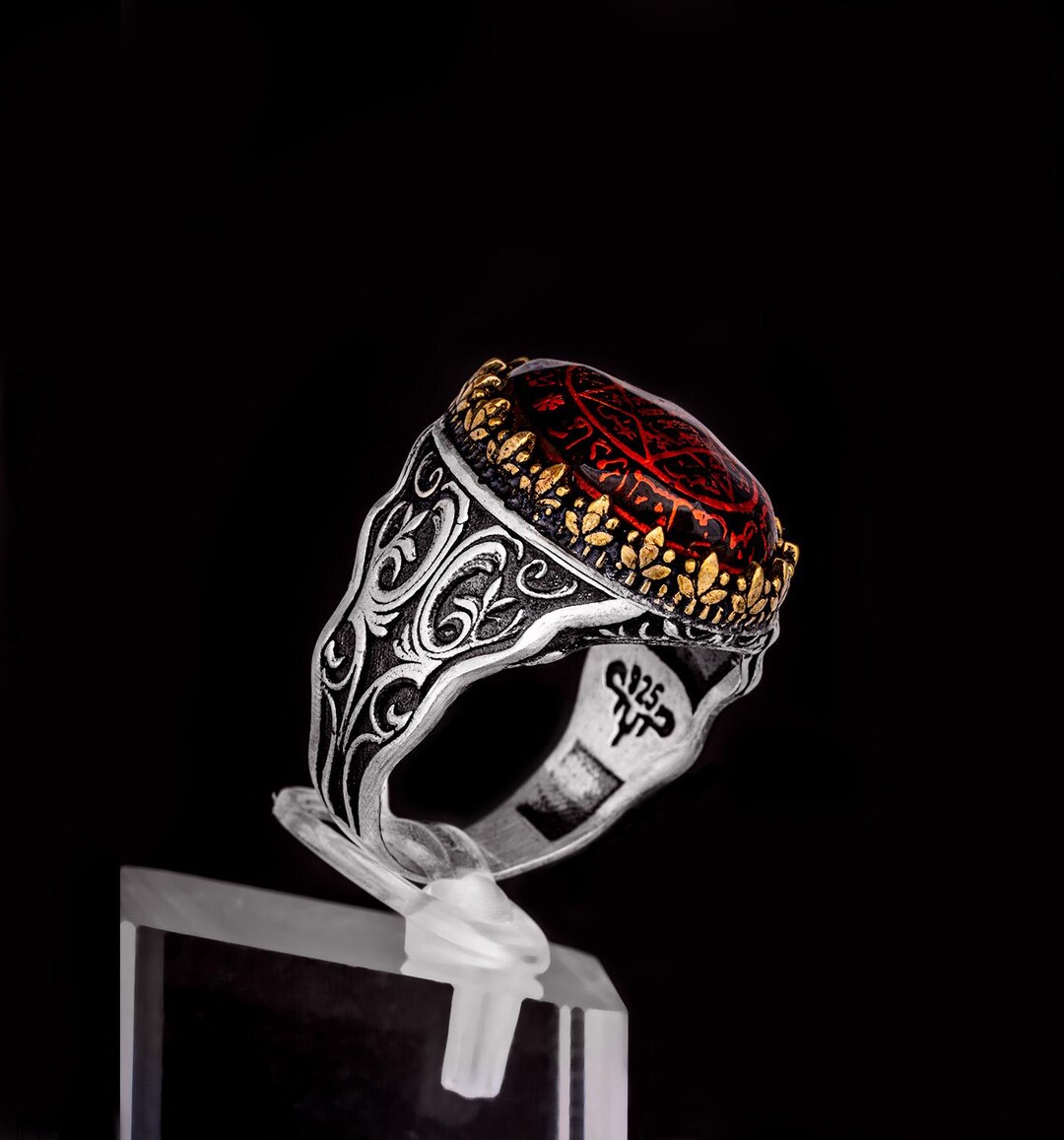 Red Talisman – Occult Style Ring – Red Symbol Cabochon – Sterling ...