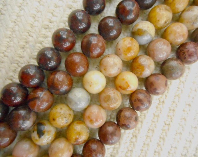 10mm Beads - Red Flower Jasper - Bronxite - Crazy Horse Jasper - Crazy ...