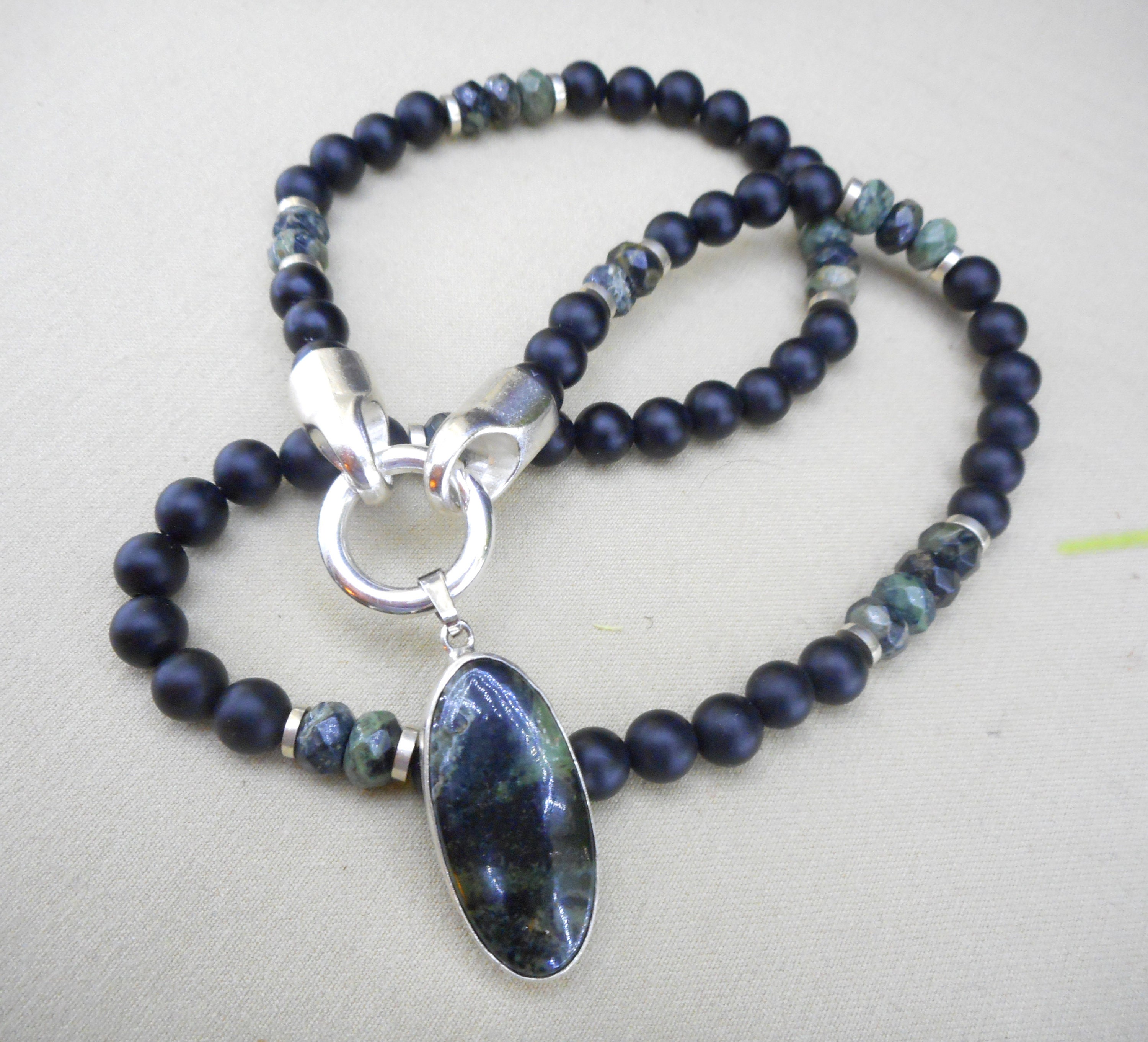 Kabamba Jasper & Matte Black Onyx Man's Necklace With Kabamba Jasper ...