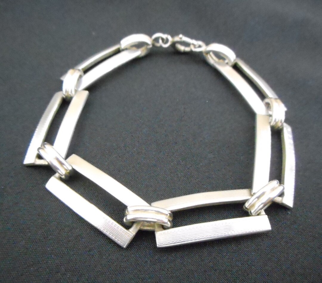 Vintage Sterling Silver Large Link Bracelet 20 Gr - Etsy