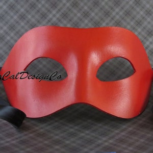 Red Leather, Masquerade Mask, for Men, Leather Mask, Halloween Mask ...