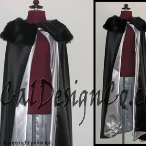 Black Full Length Fur Collar Cloak Full Lining, Custom Cloaks, Custom ...