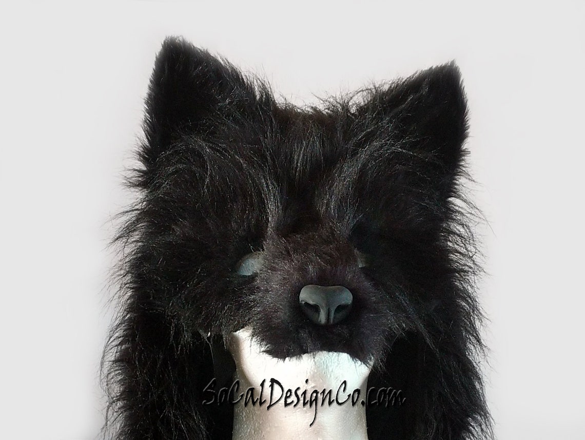 Black Wolf Mask, Realistic Wolf Mask, Custom Wolf Mask, Commissioned ...