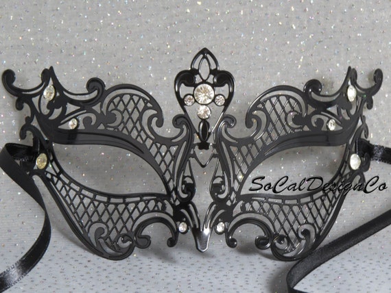 Masquerade Masks Woman Black Metal Mask Laser Cut Mask | Etsy