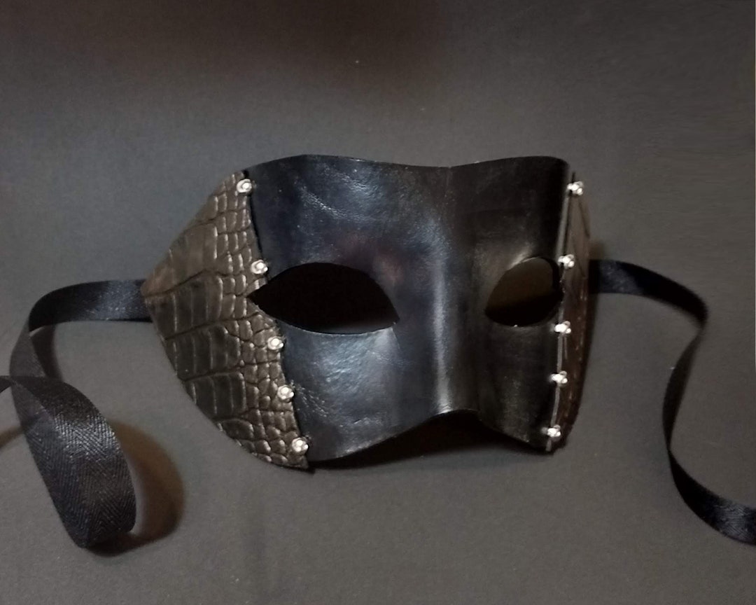 Mens Masquerade Mask, Black Leather Mask, Halloween Mask, Masquerade ...