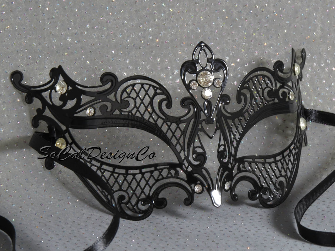 Masquerade Masks Woman Black Metal Mask Laser Cut Mask - Etsy