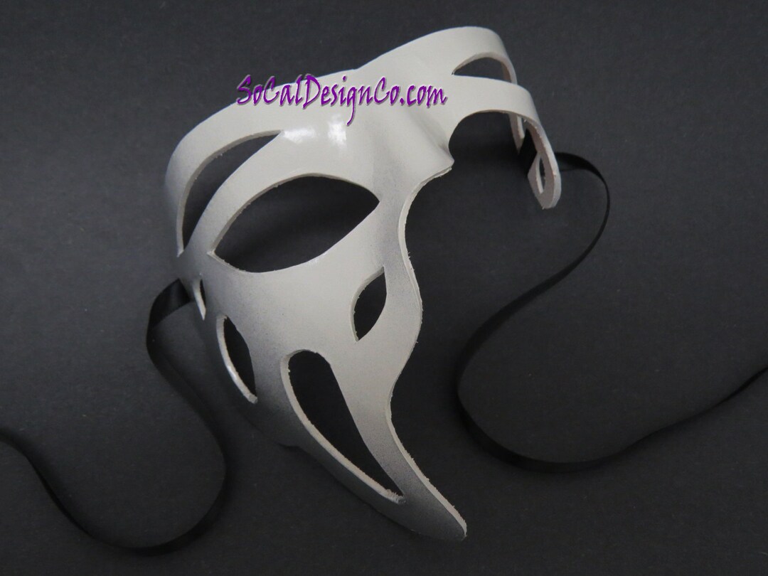 Mens Masquerade Mask - White - Leather Mask - Halloween Mask ...