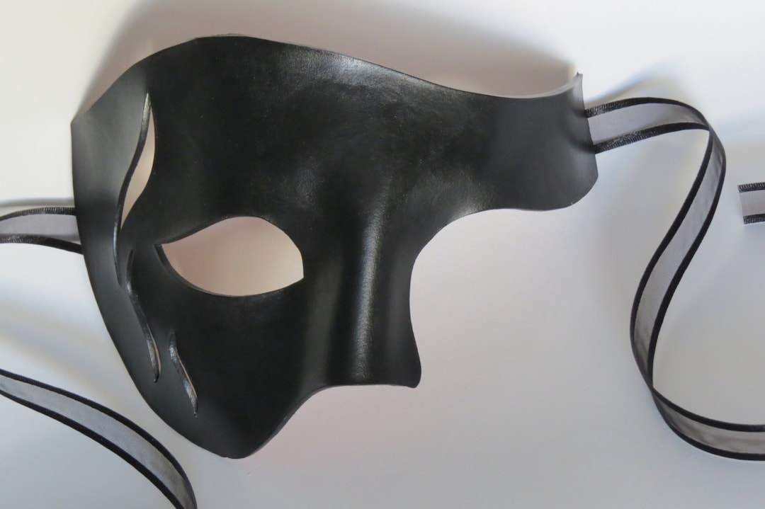 Phantom Leather Masquerade Mask for Men - Leather Mask - Half Mask ...