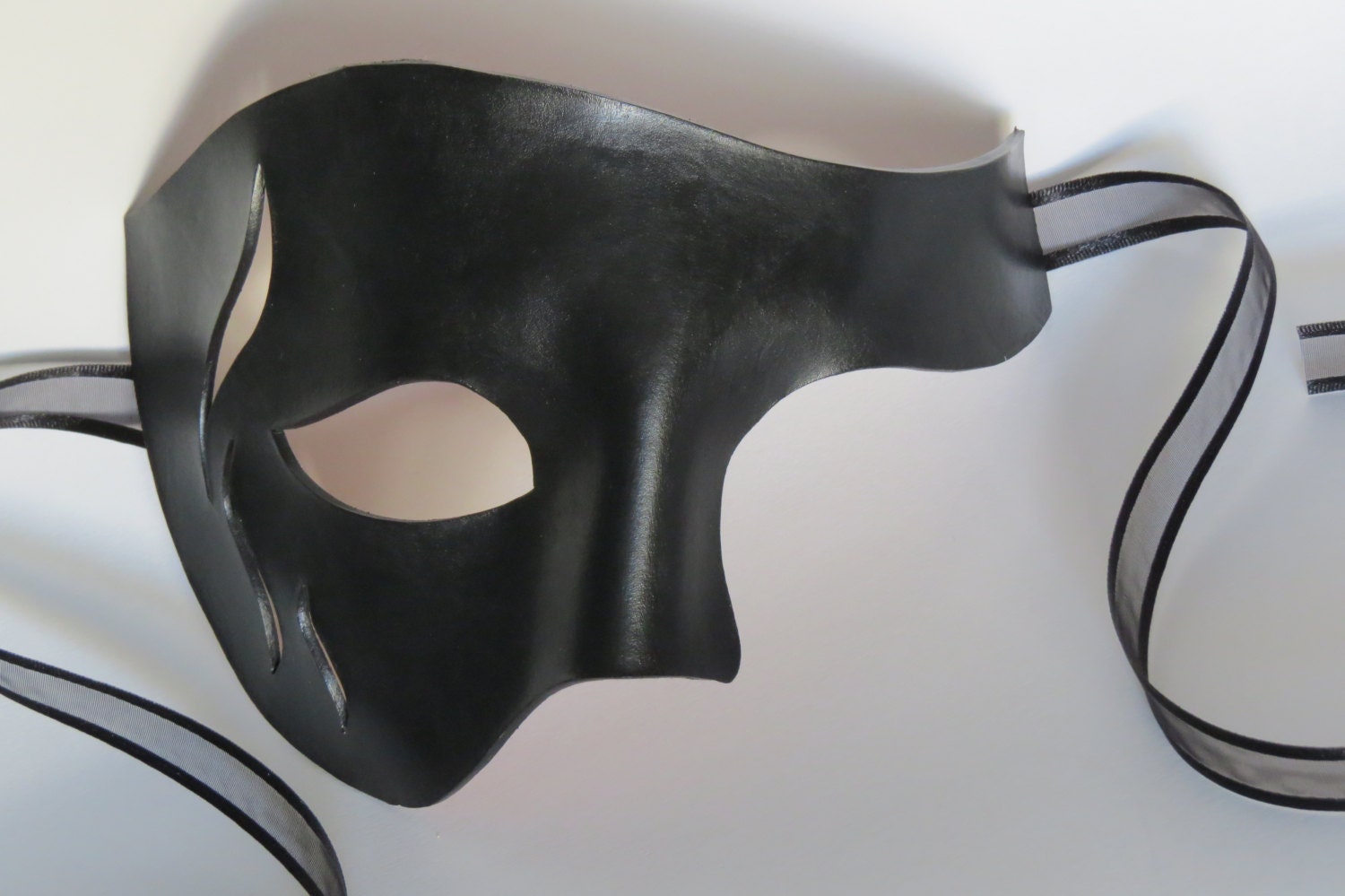 Phantom Leather Masquerade Mask for Men - Leather Mask - Half Mask ...