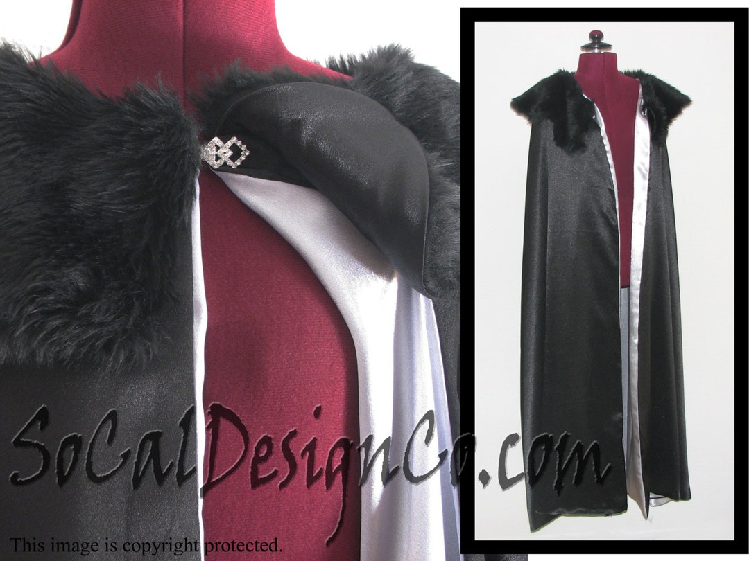 Black Full Length Fur Collar Cloak Full Lining, Custom Cloaks, Custom ...