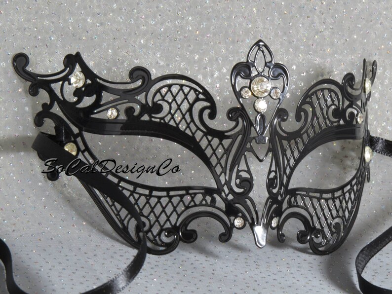 Masquerade Masks Woman Black Metal Mask Laser Cut Mask | Etsy