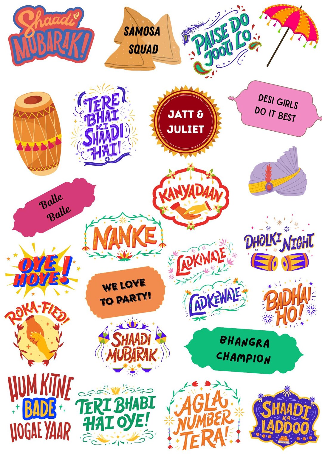 Digital Desi Wedding Props, Printable Mehndi Dholki Designs, Indian ...