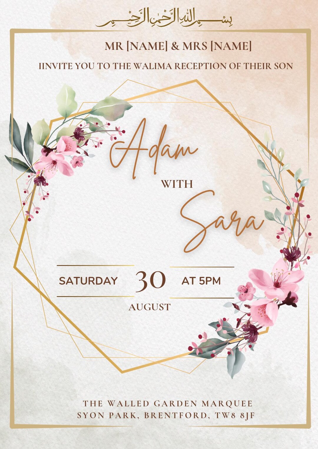 Editable Walima Invitation Template | Digital Download OR Done-for-you ...