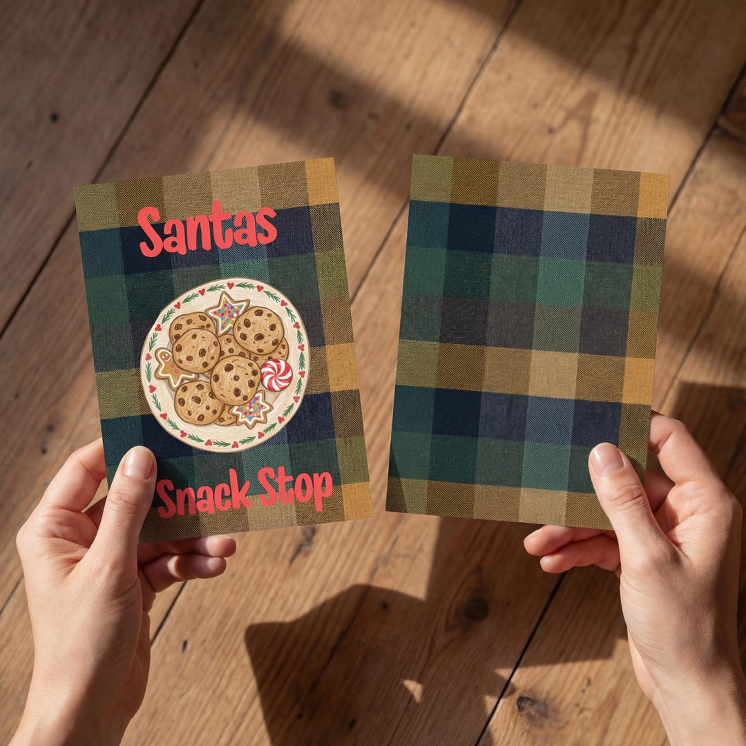 Santa's Snack Stop Editable Christmas Photo Card Template, Scalloped ...