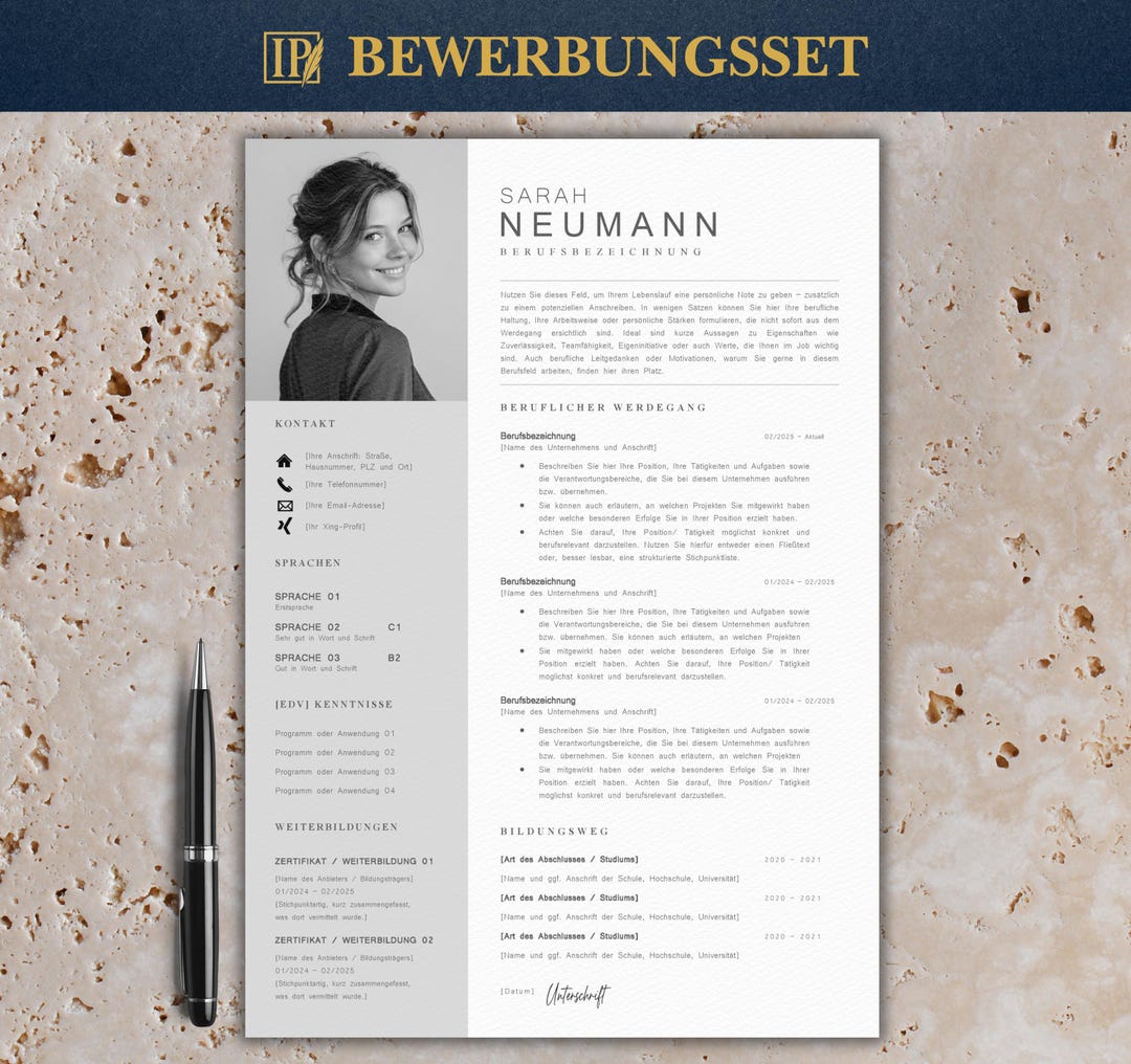 Modern Application Template | Tabular Resume Template 2025 | German ...