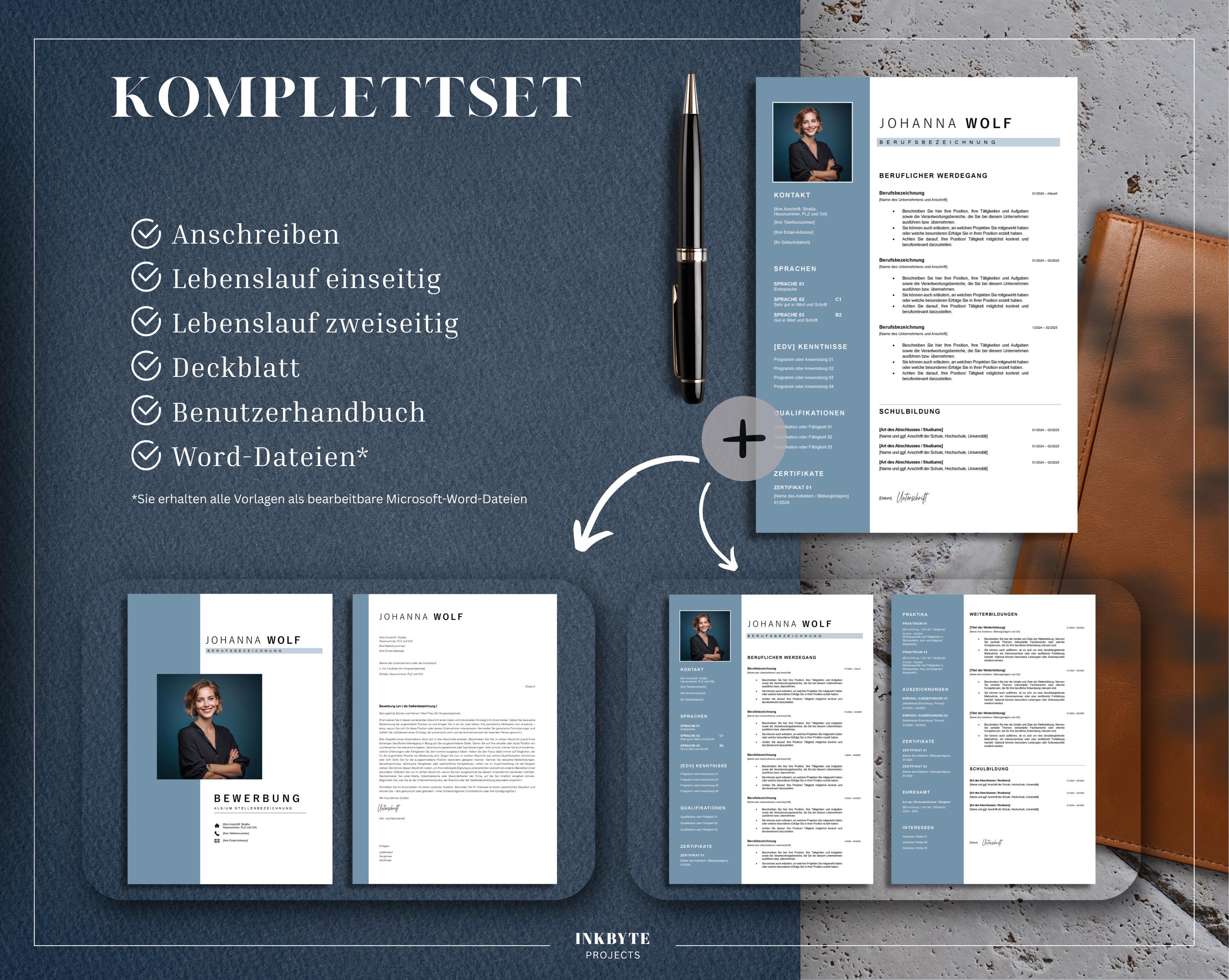 Modern Application Template | Tabular CV Template 2025 | German, Word ...