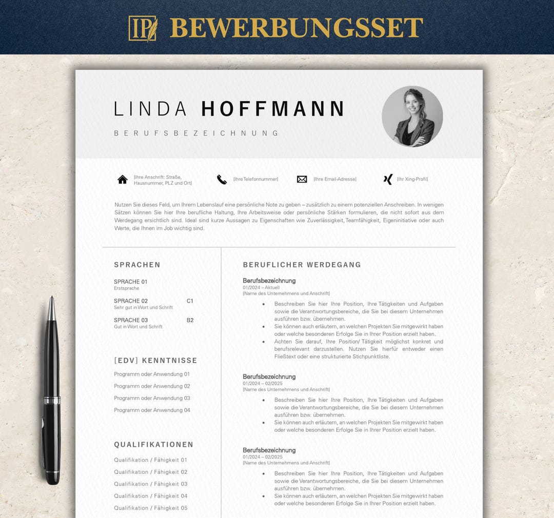 Modern Application Template | Tabular Resume Template 2025 | German ...