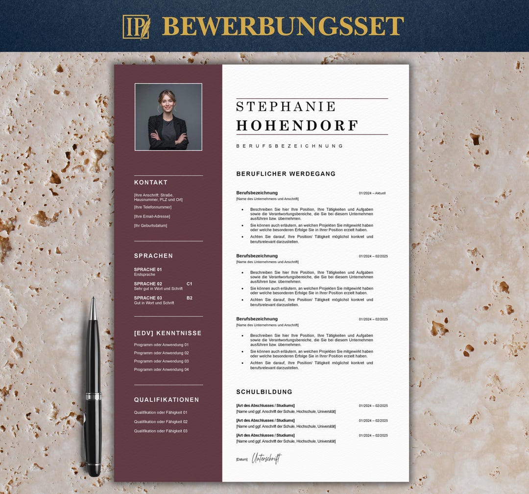 Modern Application Template | Tabular Resume Template 2025 | German ...
