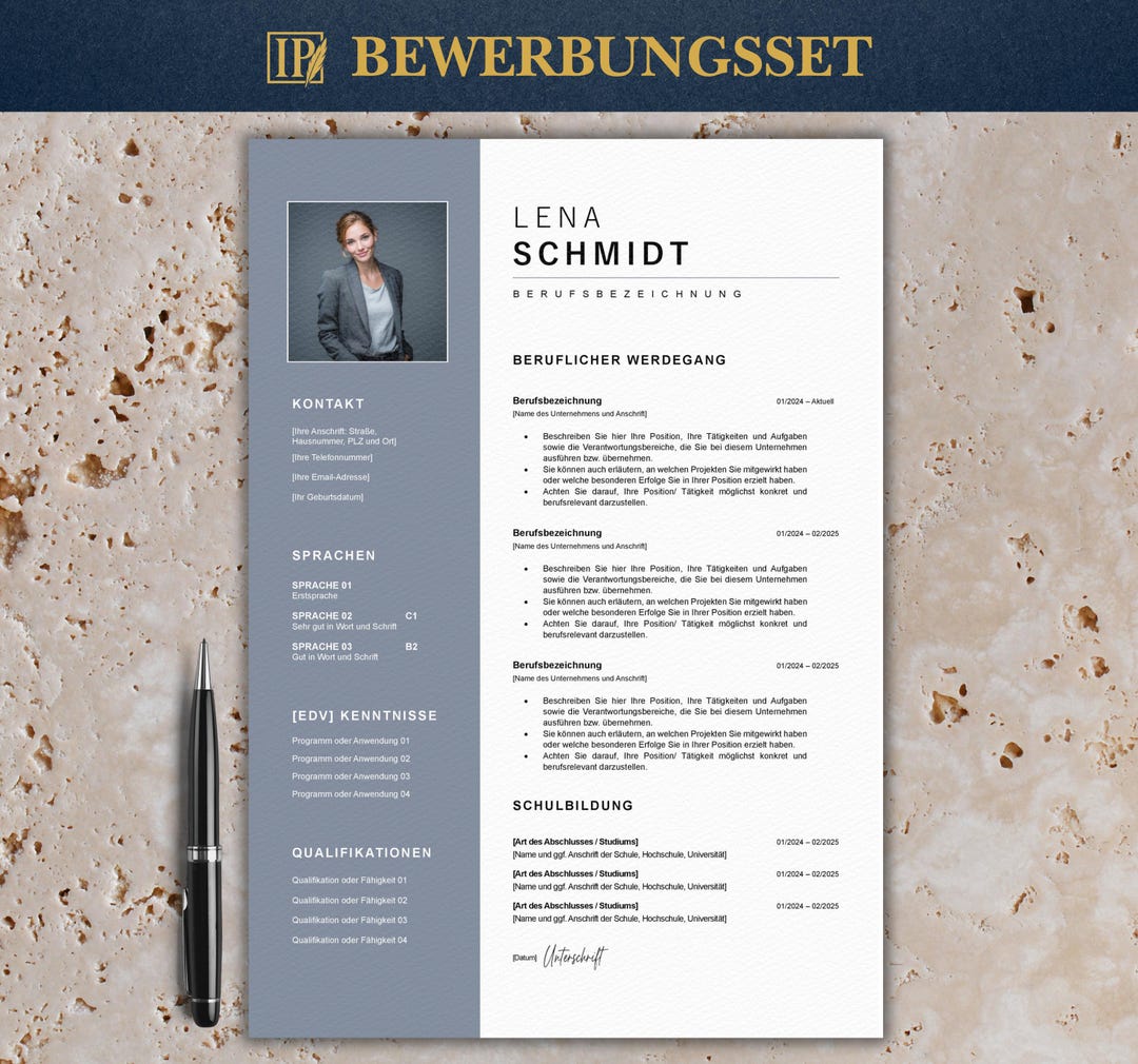 Modern Application Template | Tabular Resume Template 2025 | German ...