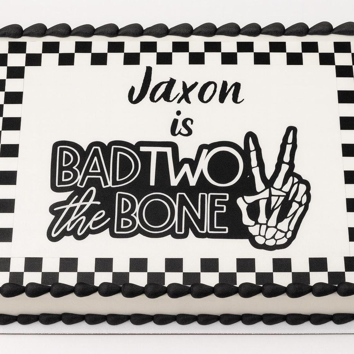 Bad TWO the Bone Edible Cake Topper: Rocker Birthday Party Decoration ...