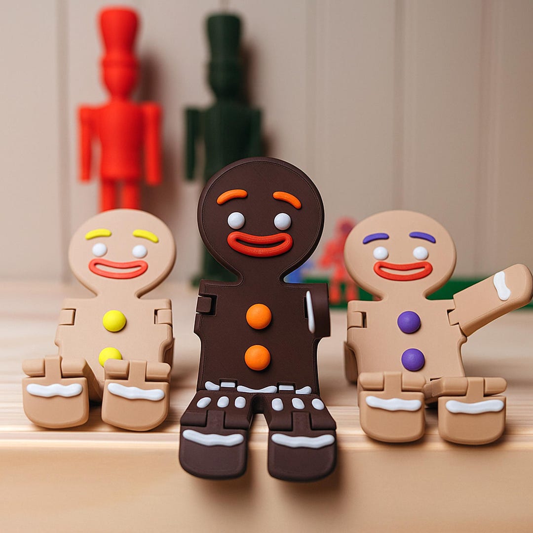 3D Printed Articulated Gingerbread Man | Chocolate & Cookie Beige ...