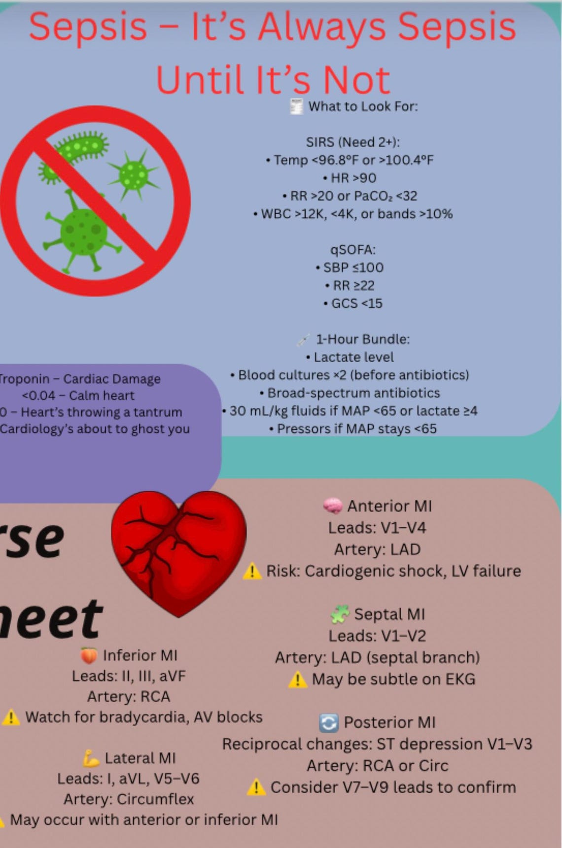 Er Nurse, Cheat Sheet, Stemi, GCS, RSI, Labs - Etsy
